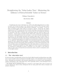 Straightening the ‘Value-Laden Turn’: Minimising the Influence of Extra-Scientific Values in ...